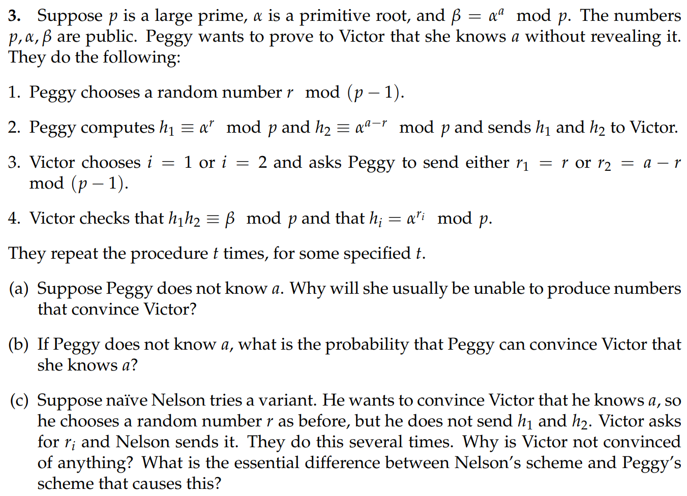 Solved 3. Suppose p is a large prime, α is a primitive root, | Chegg.com