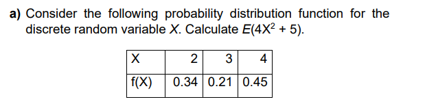 Solved a) Consider the following probability distribution | Chegg.com