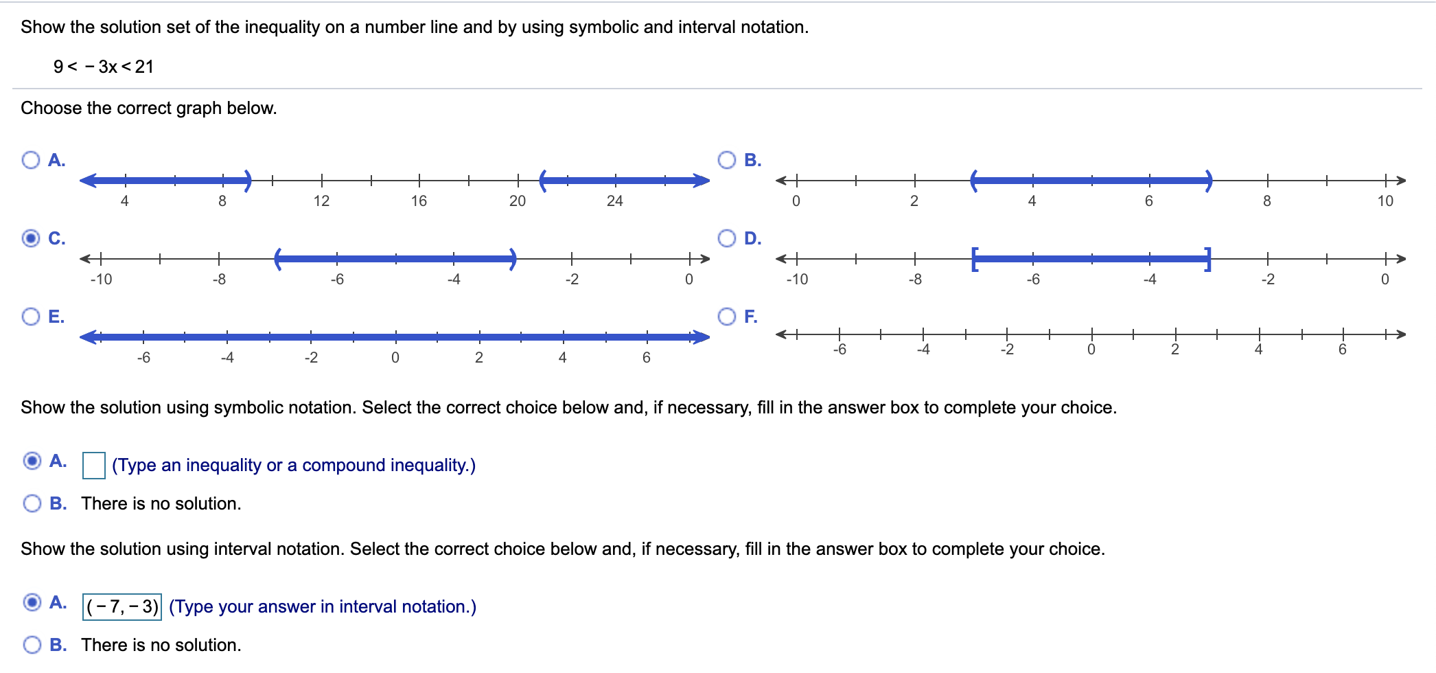 Solved Show the solution set of the inequality on a number | Chegg.com