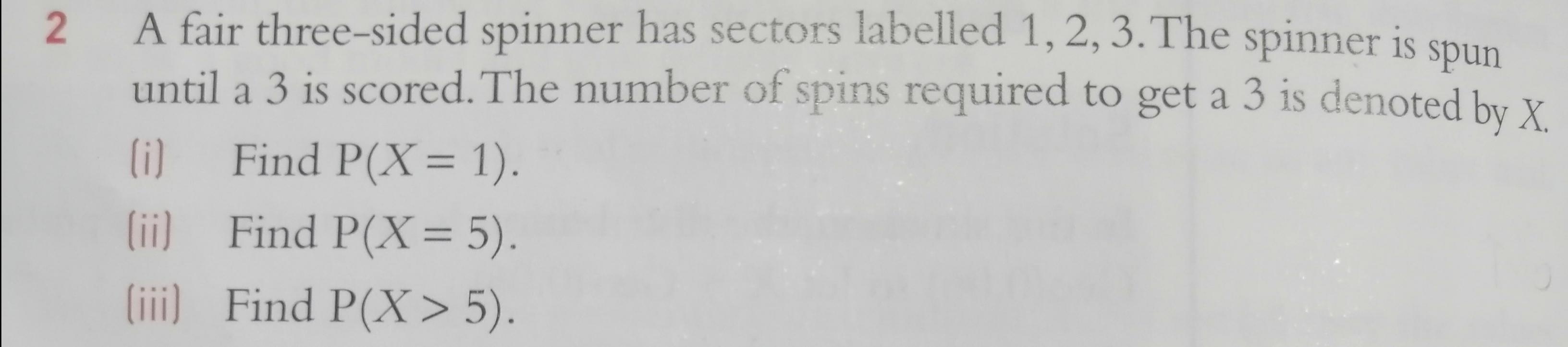 Solved 2. spun SE A fair three-sided spinner has sectors | Chegg.com