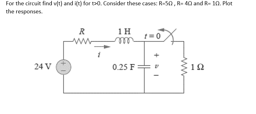 Solved For the circuit find v(t) and i(t) for t>0. Consider | Chegg.com