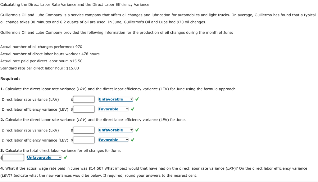 Solved Calculating the Direct Labor Rate Variance and the | Chegg.com