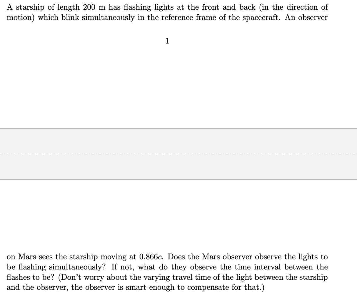 Solved A starship of length 200 ﻿m has flashing lights at | Chegg.com