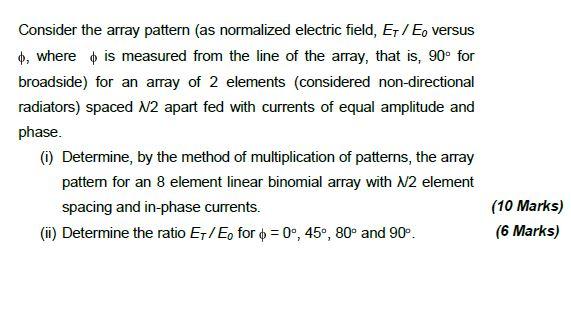 Solved Consider the array pattern (as normalized electric | Chegg.com