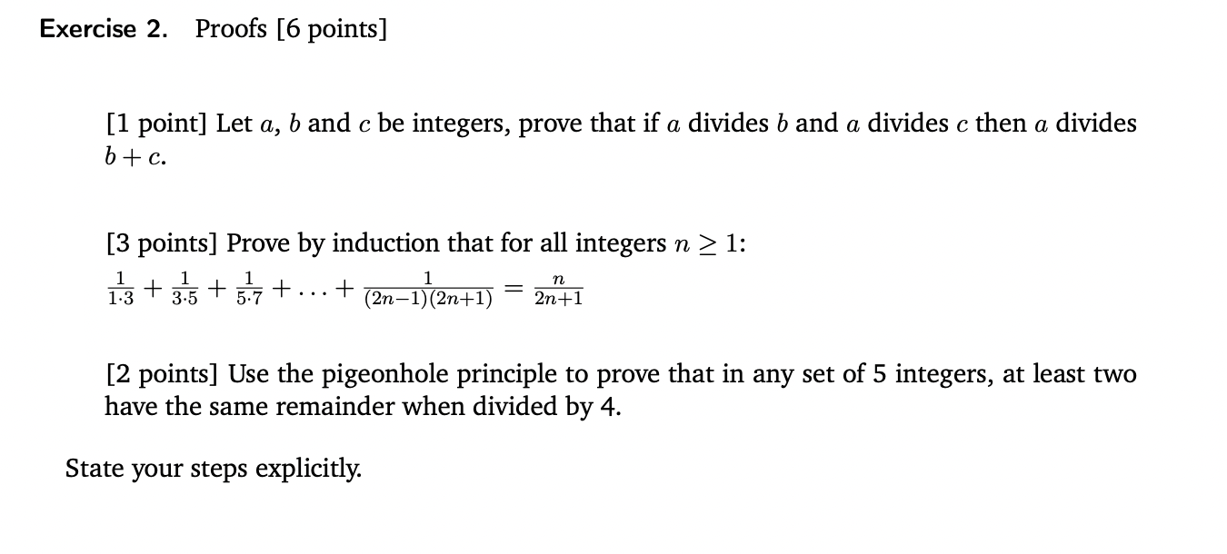 Solved [1 point] Let a,b and c be integers, prove that if a | Chegg.com