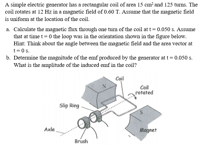 Solved A simple electric generator has a rectangular coil of | Chegg.com
