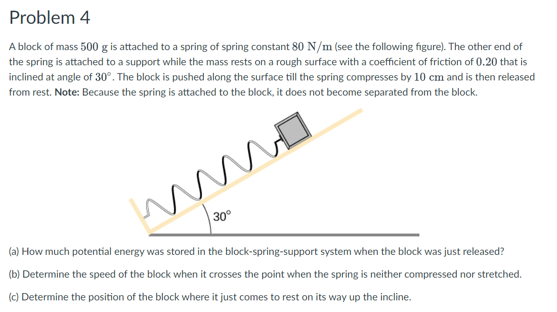 Solved Problem 4 A block of mass 500 g is attached to a | Chegg.com