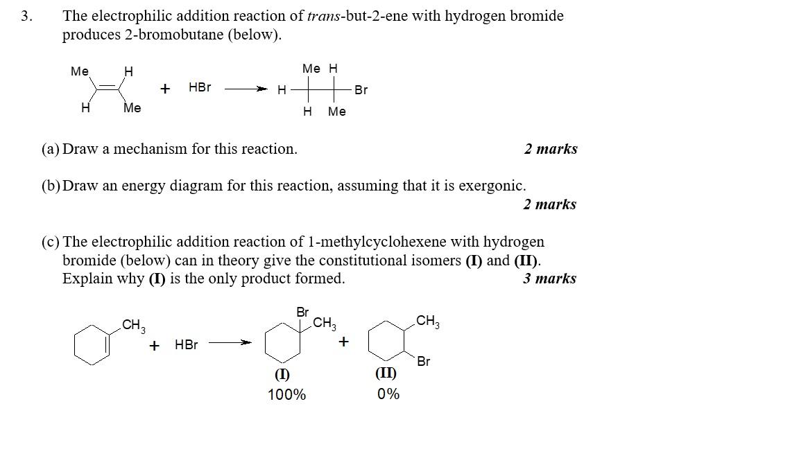 Solved The electrophilic addition reaction of | Chegg.com