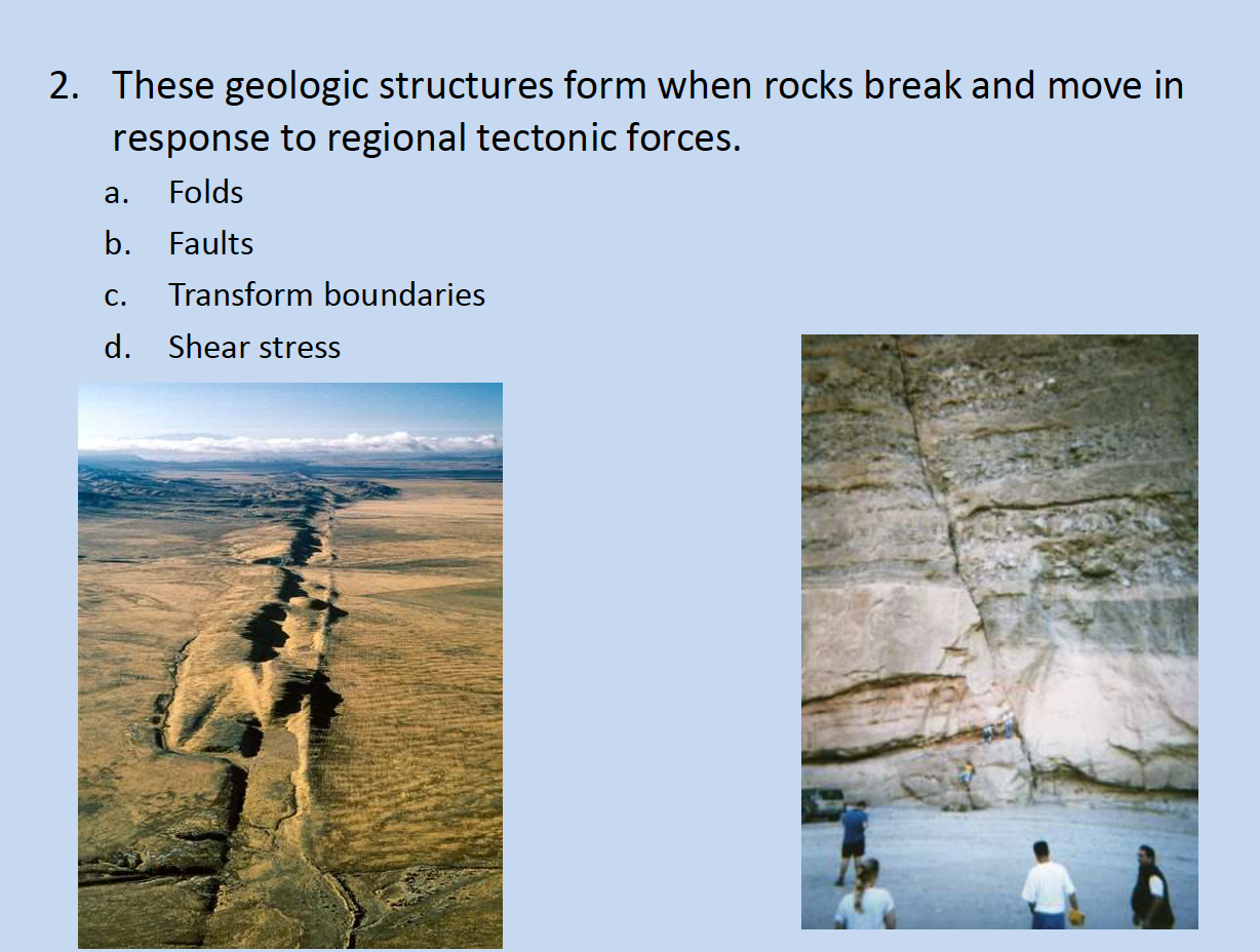 Solved a. 1. These geologic structures form when rocks bend | Chegg.com