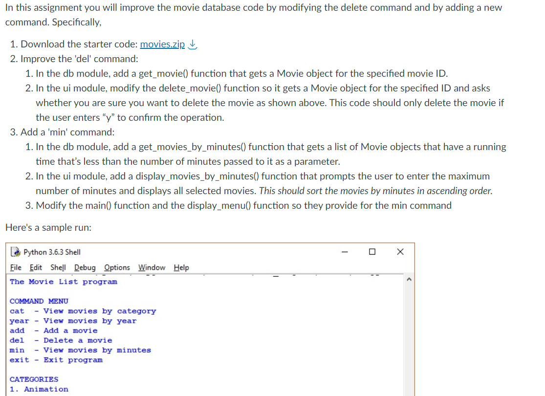 Solved In this assignment you will improve the movie | Chegg.com