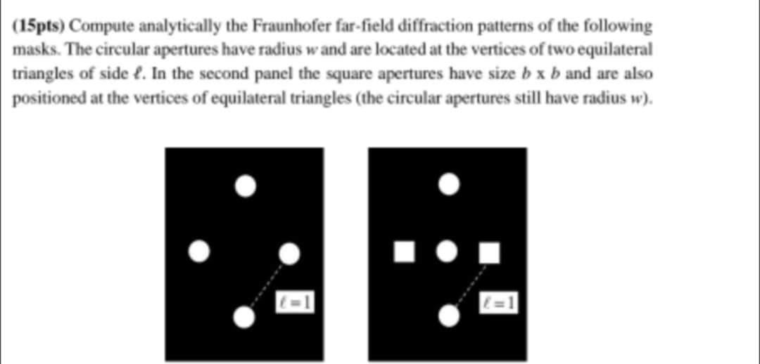 Solved (15pts) ﻿Compute analytically the Fraunhofer | Chegg.com