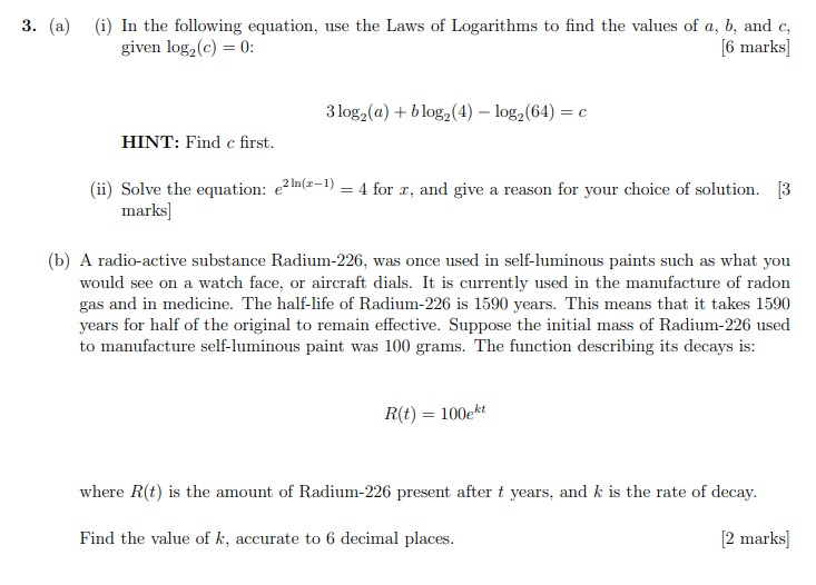 Solved 3. (a) (i) In the following equation, use the Laws of | Chegg.com