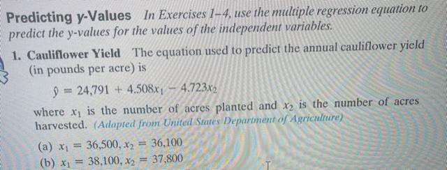 Solved Predicting y-Values In Exercises 1-4, use the | Chegg.com