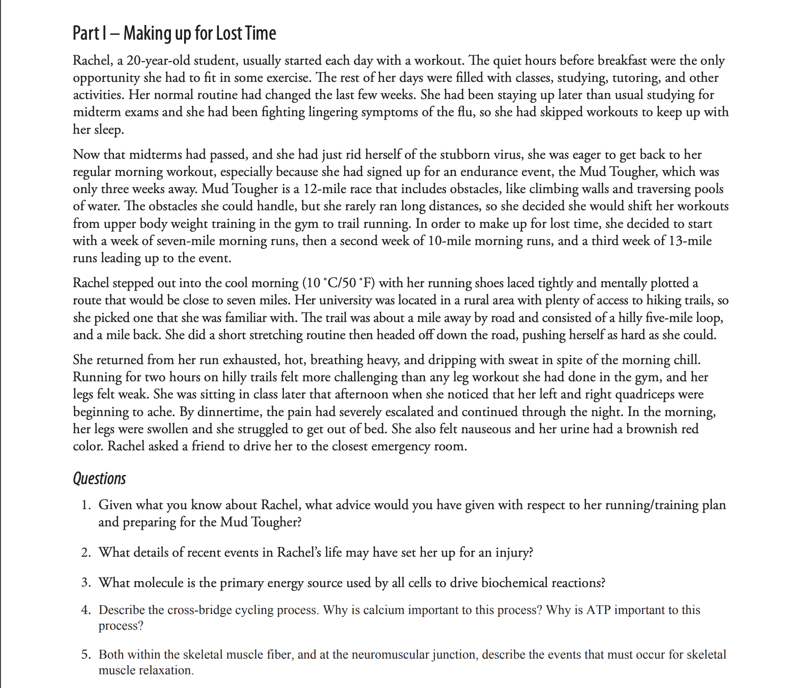 Solved Part 1 - Making up for Lost Time Rachel, a | Chegg.com