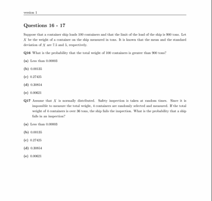 Solved version 1 Questions 16 17 Suppose that a container | Chegg.com