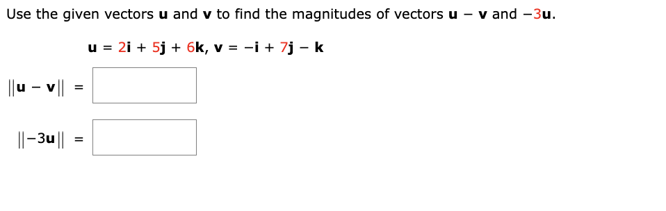 Solved Use the given vectors u ﻿and v ﻿to find the | Chegg.com
