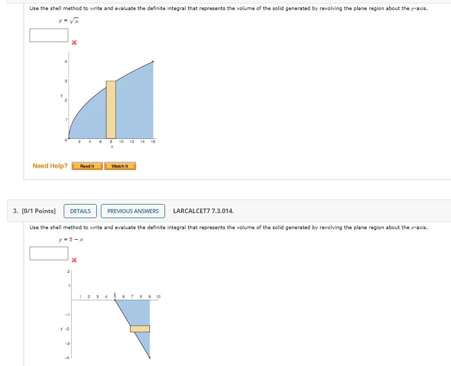 Solved Use the shell method to write and evaluate the | Chegg.com