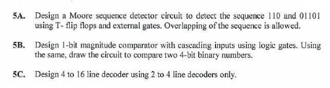 5A. ﻿Design a Moore sequence detector circuit to | Chegg.com