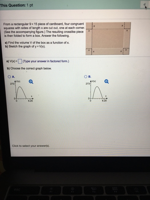 Solved This Question: 1 pt From a rectangular 9 × 15 piece | Chegg.com