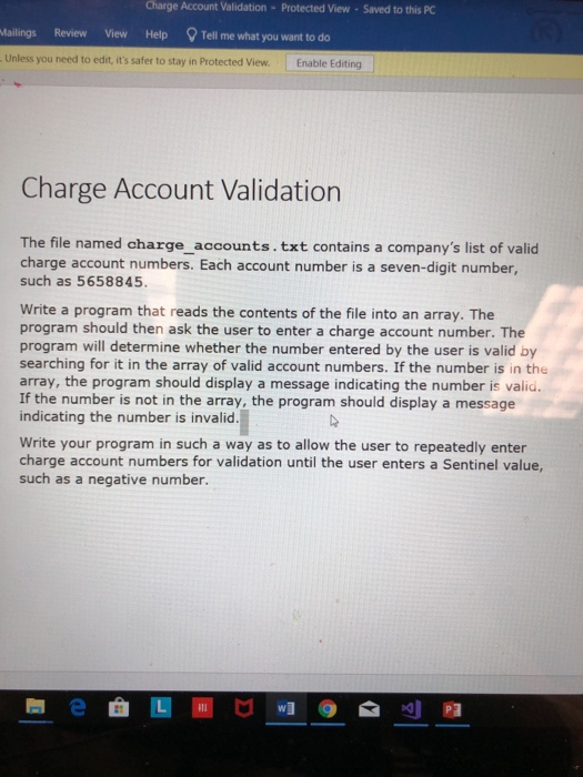 Solved Charge Account Validation-Protected View-Saved to | Chegg.com