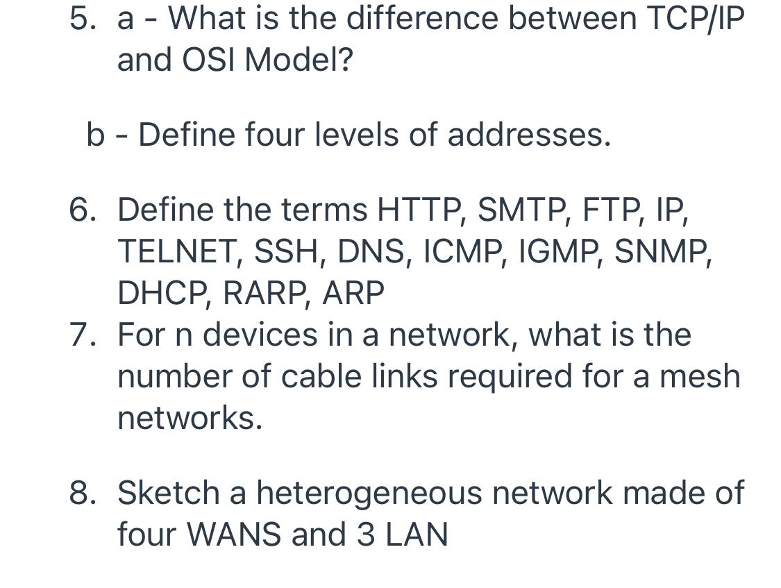 Solved 5. a - What is the difference between TCP/IP and OSI | Chegg.com