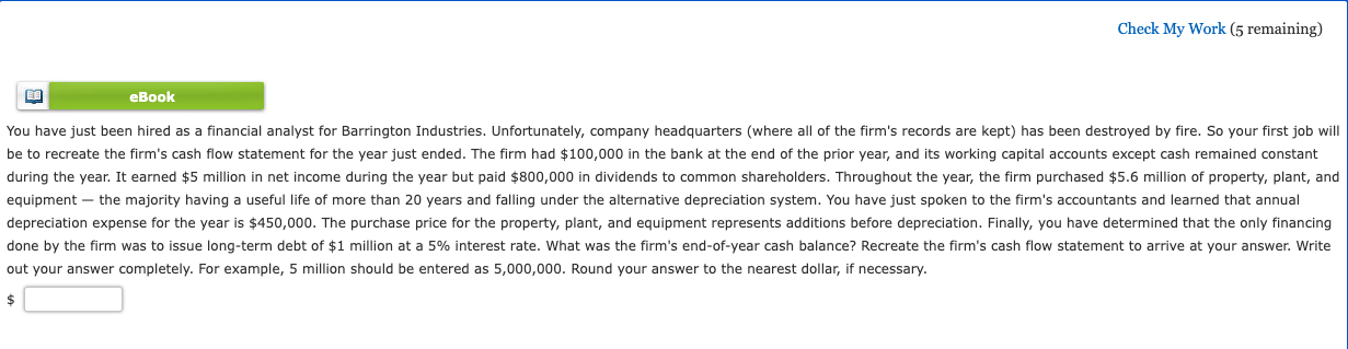 Solved Check My Work (5 remaining) You have just been hired | Chegg.com
