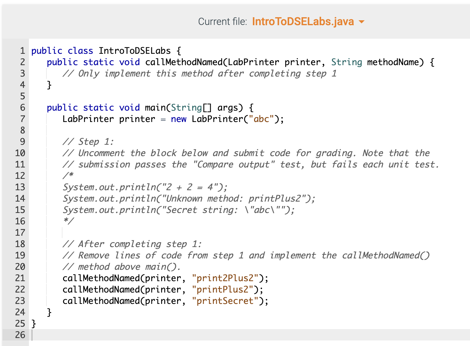 Solved Step 1 Producing Correct Output Three Commented out Chegg