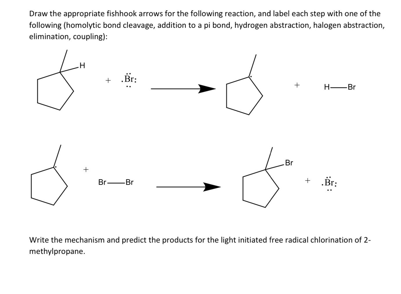 Solved Draw the appropriate fishhook arrows for the | Chegg.com