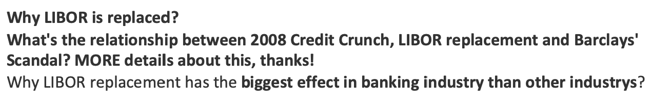 Solved Why LIBOR is replaced? What's the relationship | Chegg.com