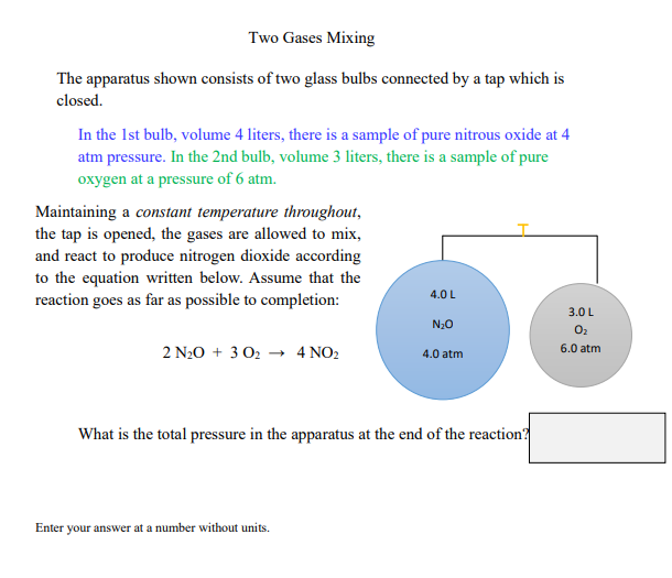 Solved Two Gases Mixing The apparatus shown consists of two | Chegg.com