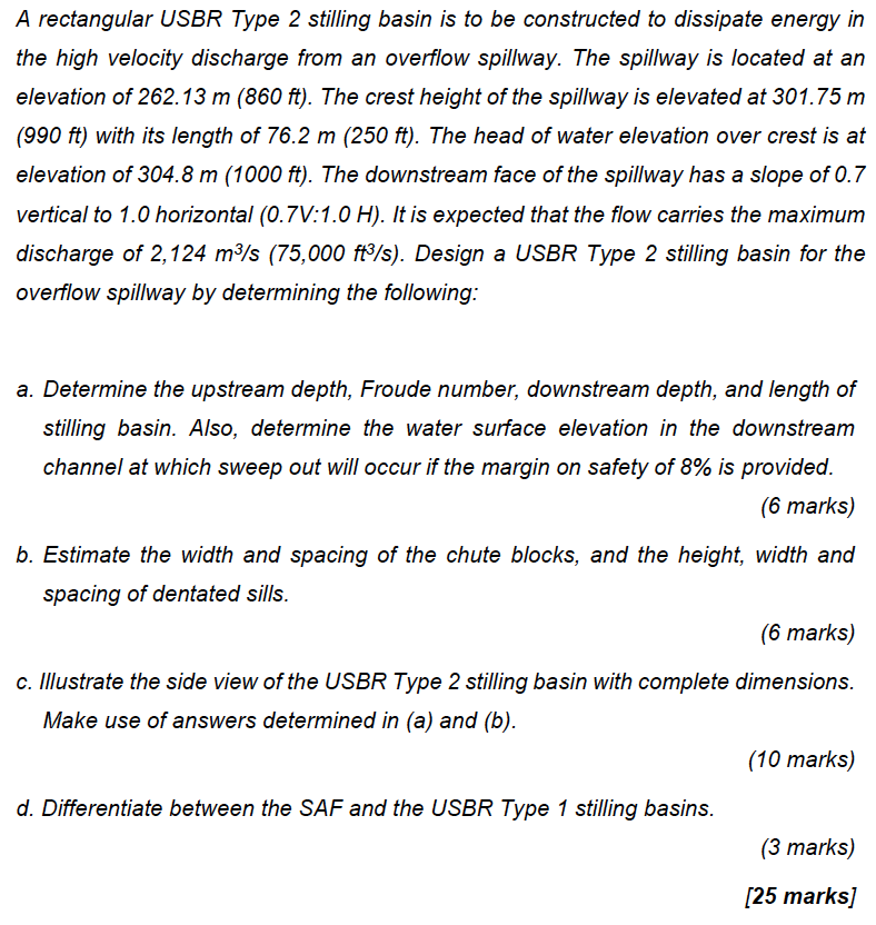 A rectangular USBR Type 2 stilling basin is to be | Chegg.com