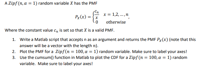 A Zipf (n, a = 1) random variable X has the PME Px(x) | Chegg.com
