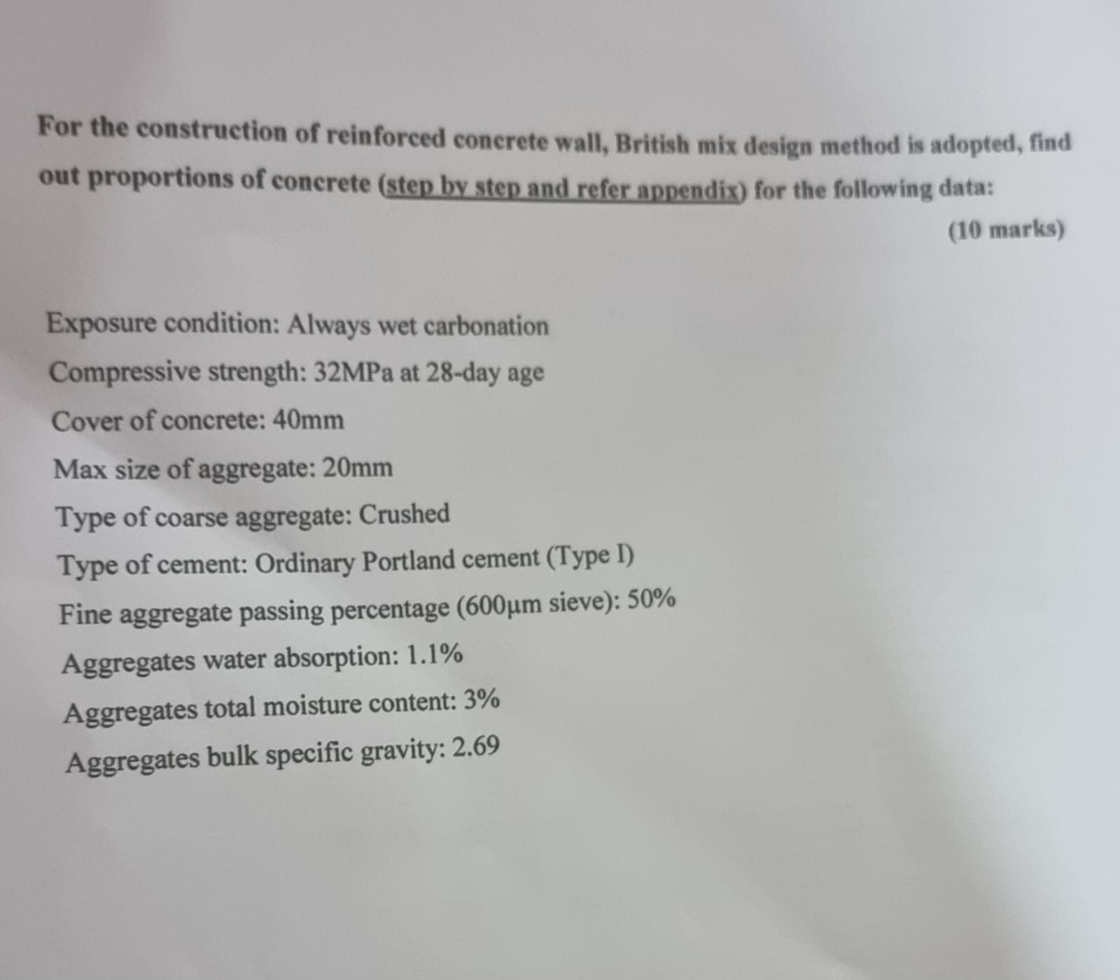Solved For the construction of reinforced concrete wall, | Chegg.com