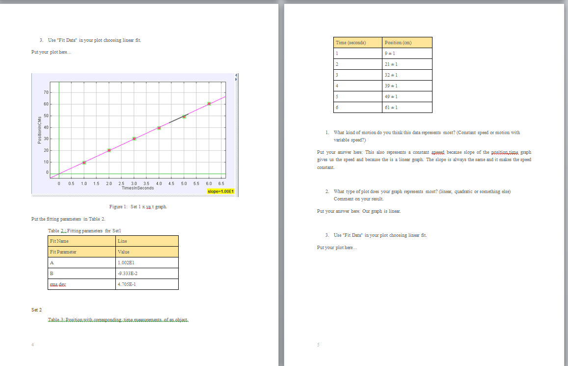 DATA AND PLOTS The values that you record on your | Chegg.com