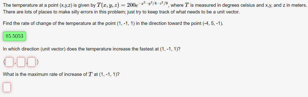 Solved The temperature at a point (x,y,z) is given by | Chegg.com