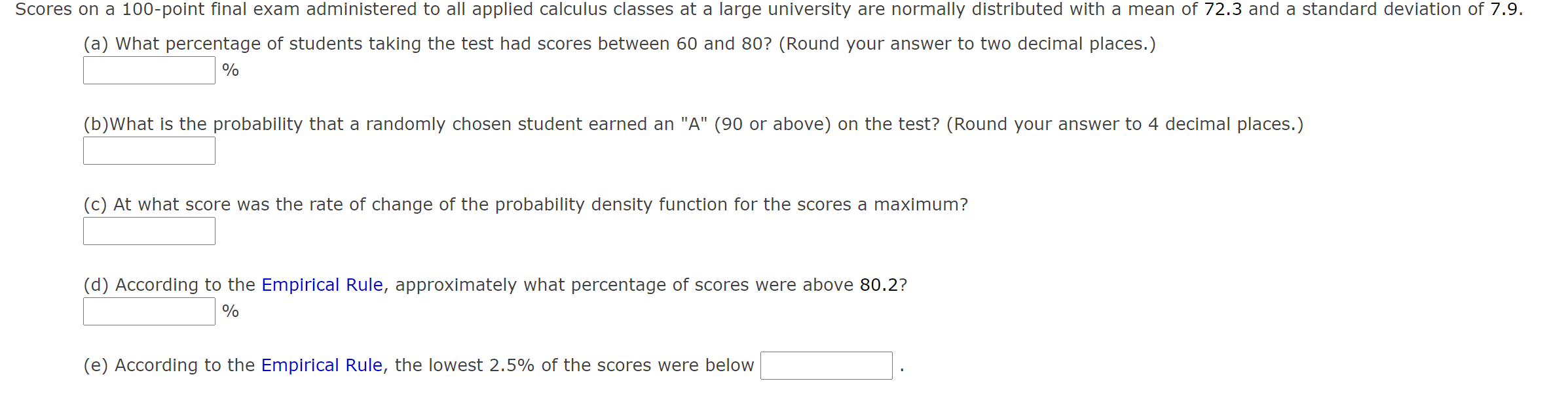 Solved Scores on a 100-point final exam administered to all | Chegg.com