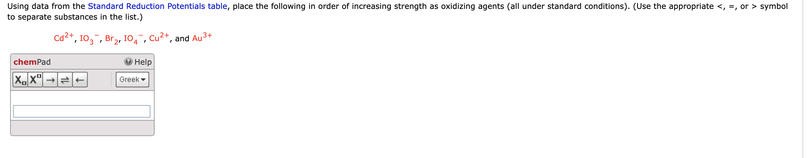 Solved Using data from the Standard Reduction Potentials | Chegg.com