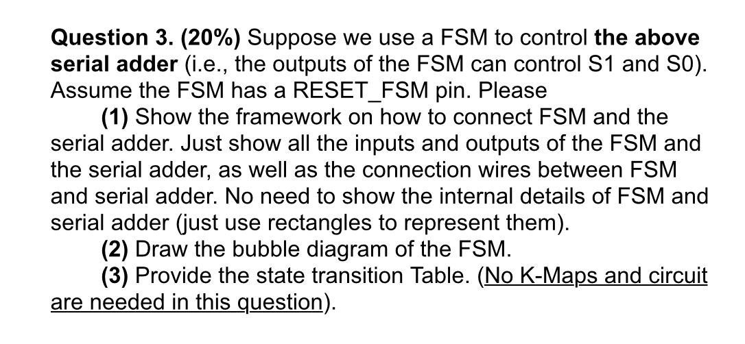 Solved Question 3. (20%) Suppose we use a FSM to control the | Chegg.com