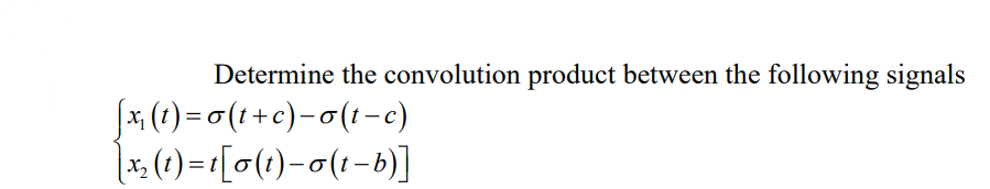 Solved Determine the convolution product between the | Chegg.com