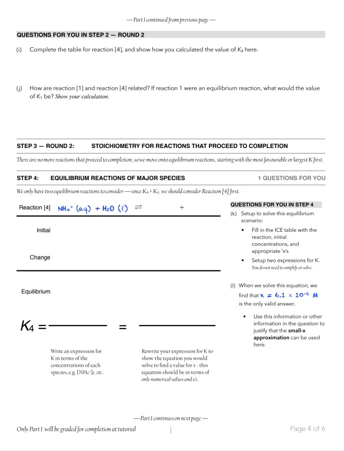 CHEM 203 Tutorial 5: Final PAR solution worksheet | Chegg.com