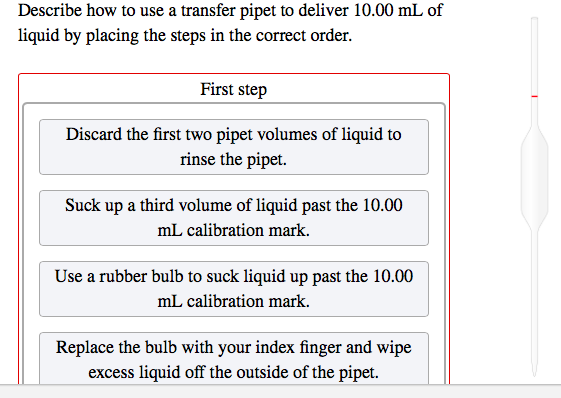 Solved Describe how to use a transfer pipet to deliver 10.00 | Chegg.com