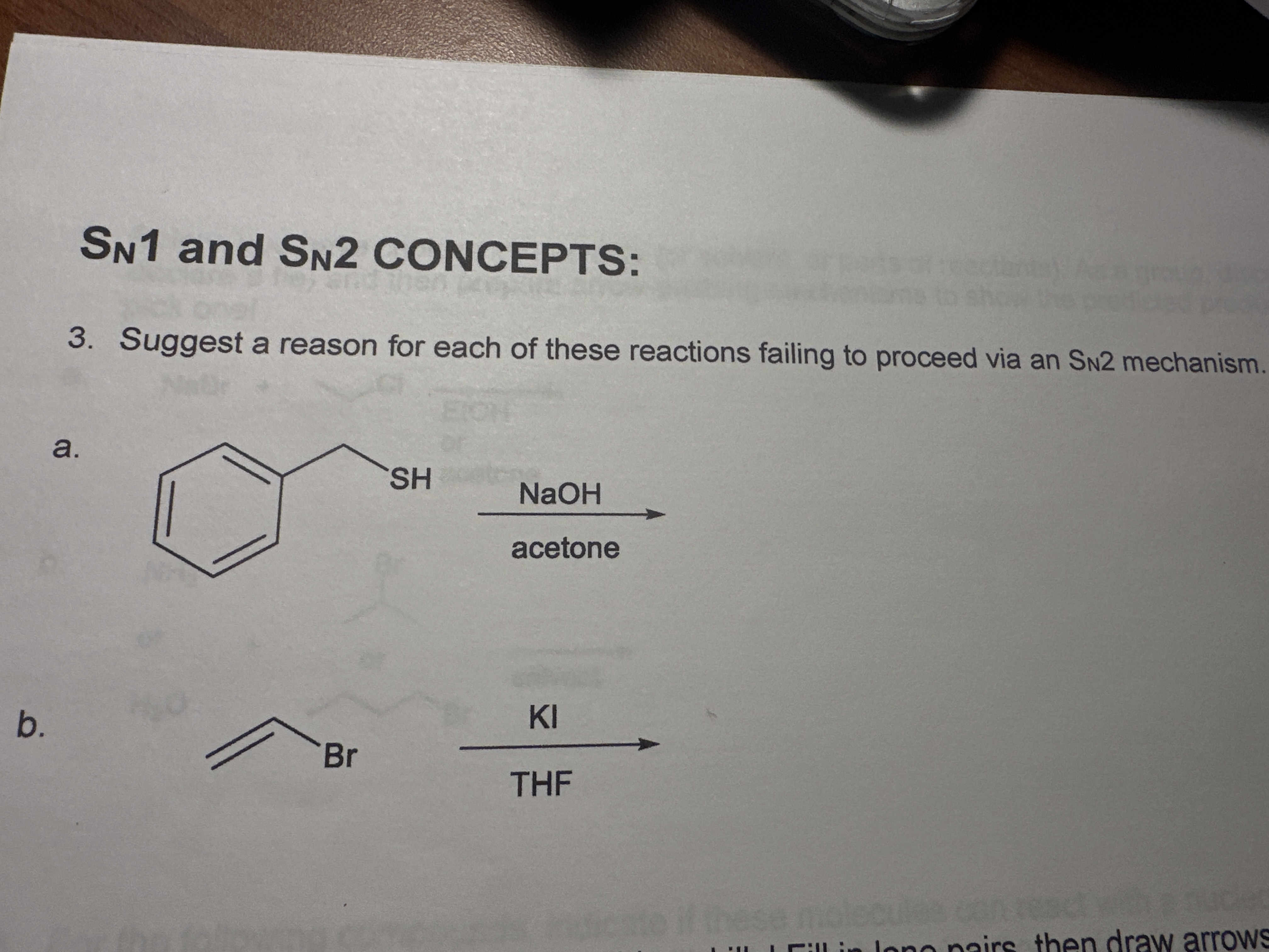 Solved SN1 ﻿and SN2 ﻿CONCEPTS:Suggest a reason for each of | Chegg.com