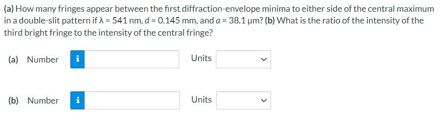 Solved (a) How many fringes appear between the first | Chegg.com