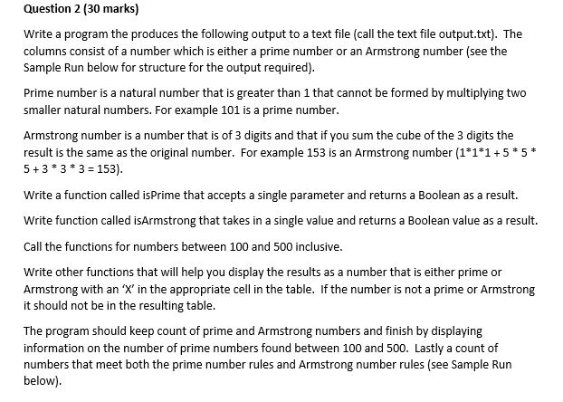 Solved Question 2 30 Marks Write A Program The Produces