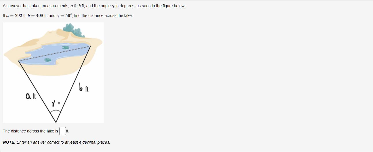 Solved A surveyor has taken measurements, aft,bft, ﻿and the | Chegg.com