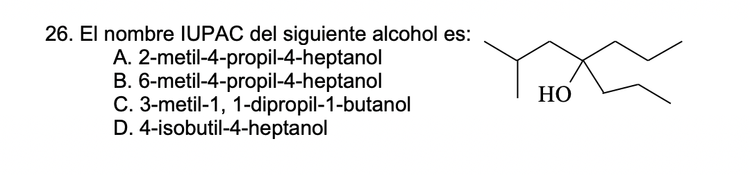Solved The IUPAC name of the following alcohol is: A. | Chegg.com