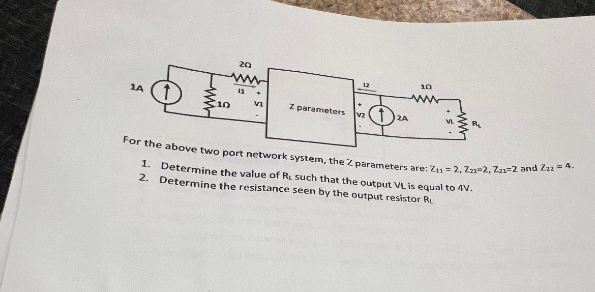 Solved parameters are: Z11=2,Z22=2,Z21=2 and Z22=4. 2. | Chegg.com