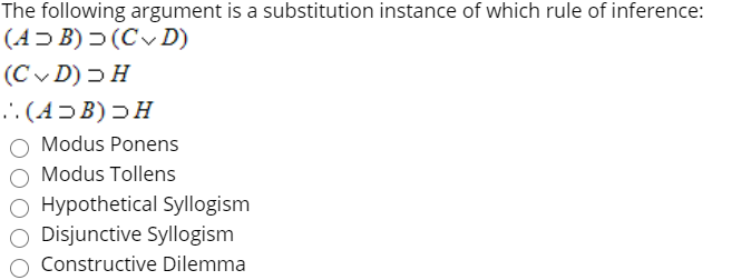 Solved The following argument is a substitution instance of | Chegg.com