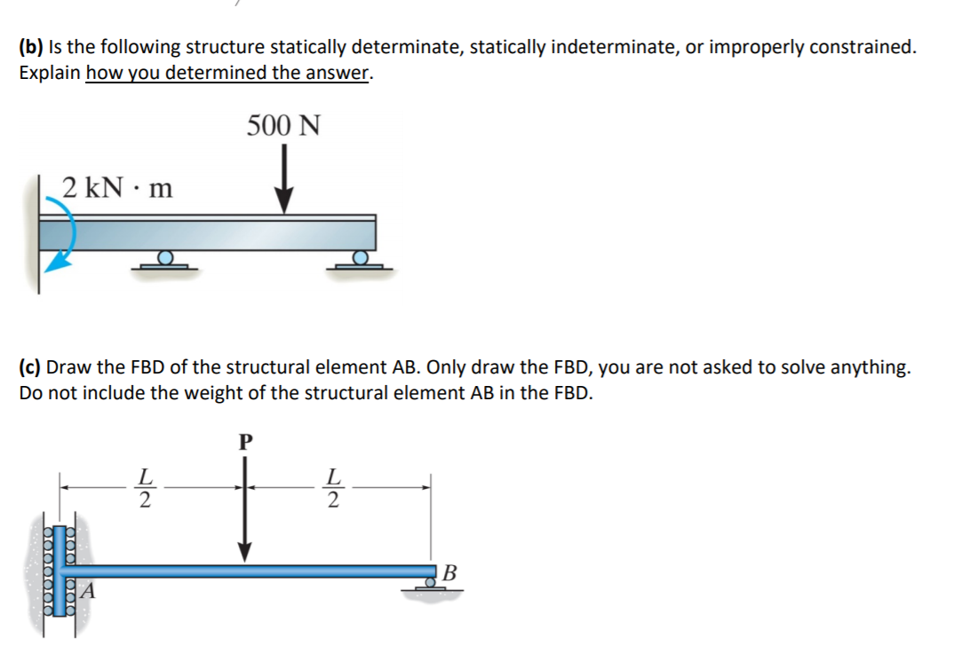 Solved (b) is the following structure statically | Chegg.com