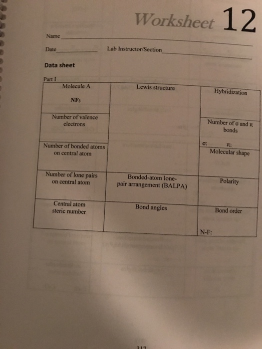 Solved Worksheet 12 Name Date Lab Instructor/Section Data | Chegg.com
